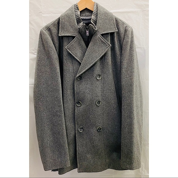Express | Jackets & Coats | Express Mens Pea Coat Grey Tweed Large ...